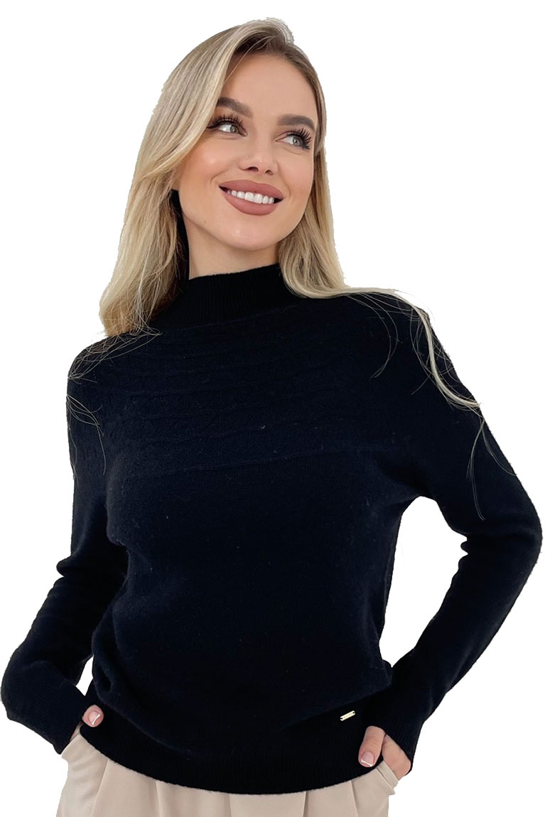 Светр з натуральної 100% вовни жіночий, вовняний чорний silk kiss wool ...